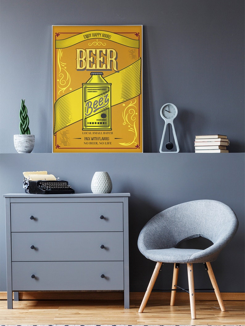 Vintage Beer Printable Art Poster, Digital Art Download, Vintage Food ...