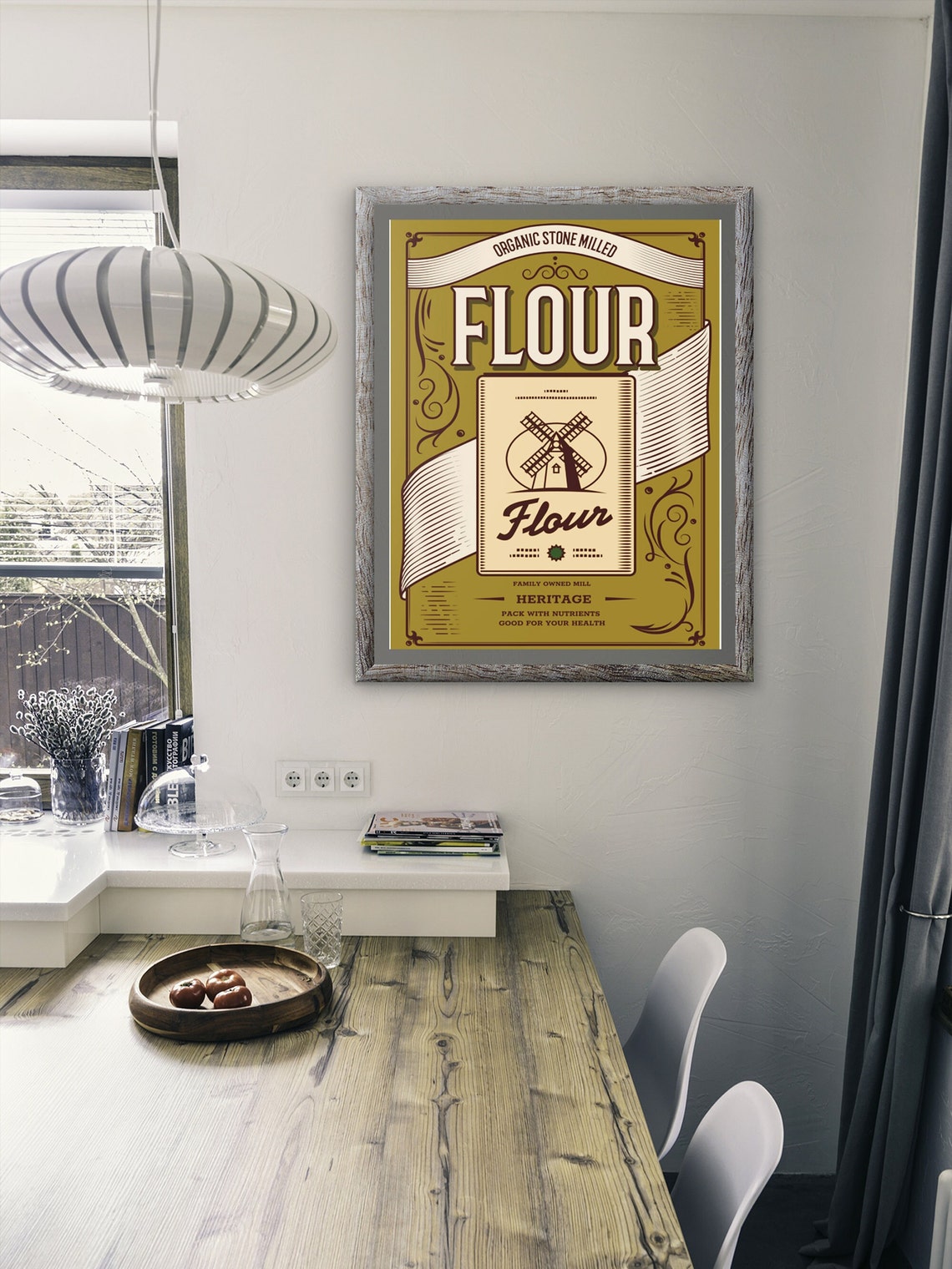 Vintage Flour Printable Art Poster, Digital Art Download, Vintage Food ...