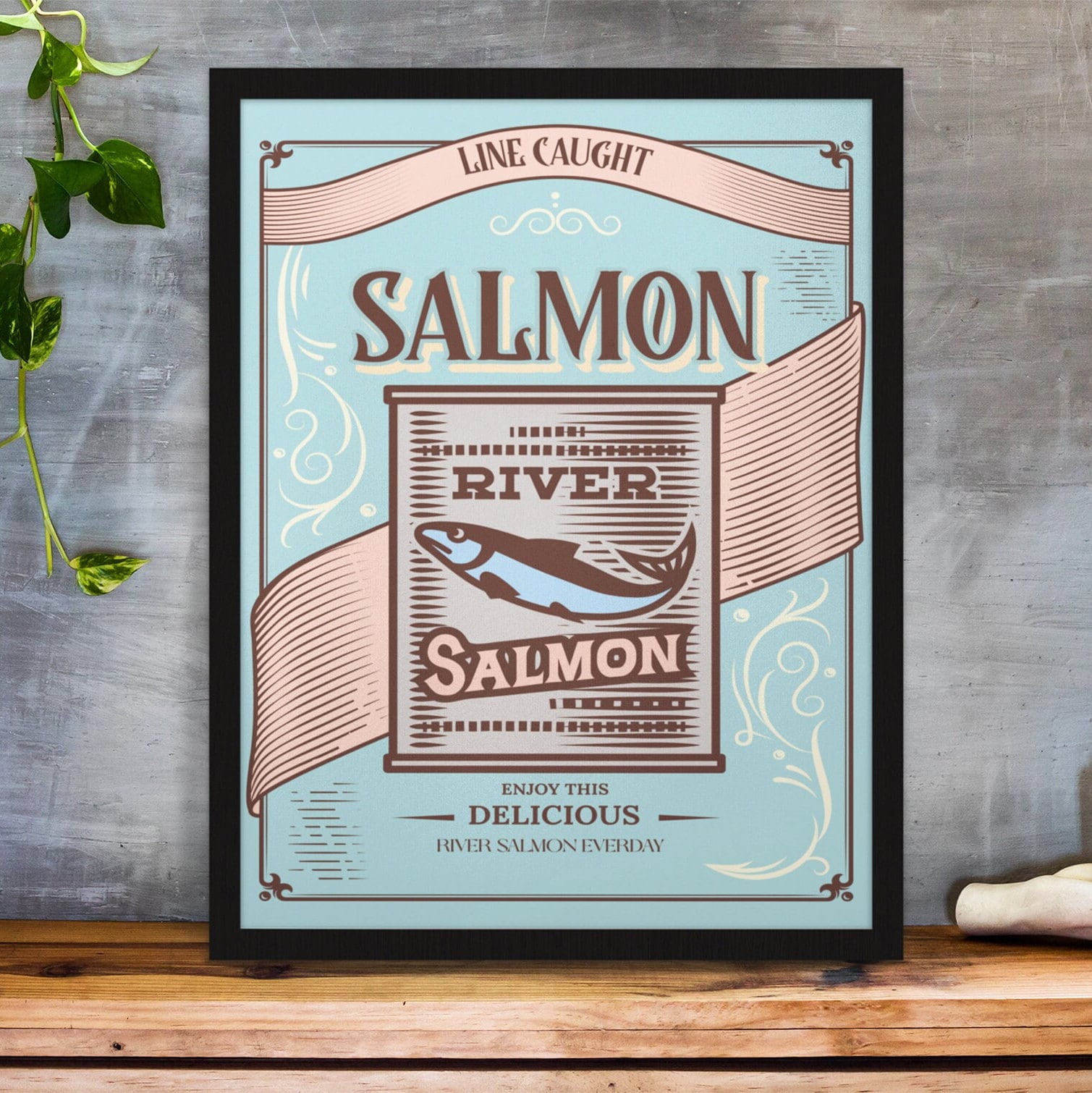 Vintage Salmon Printable Art Poster, Digital Art Download, Vintage Food ...