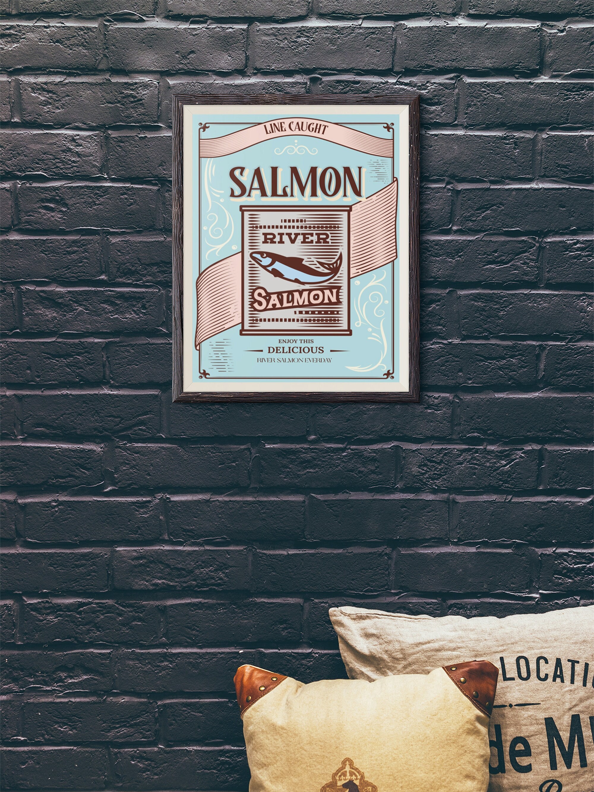 Vintage Salmon Printable Art Poster, Digital Art Download, Vintage Food ...