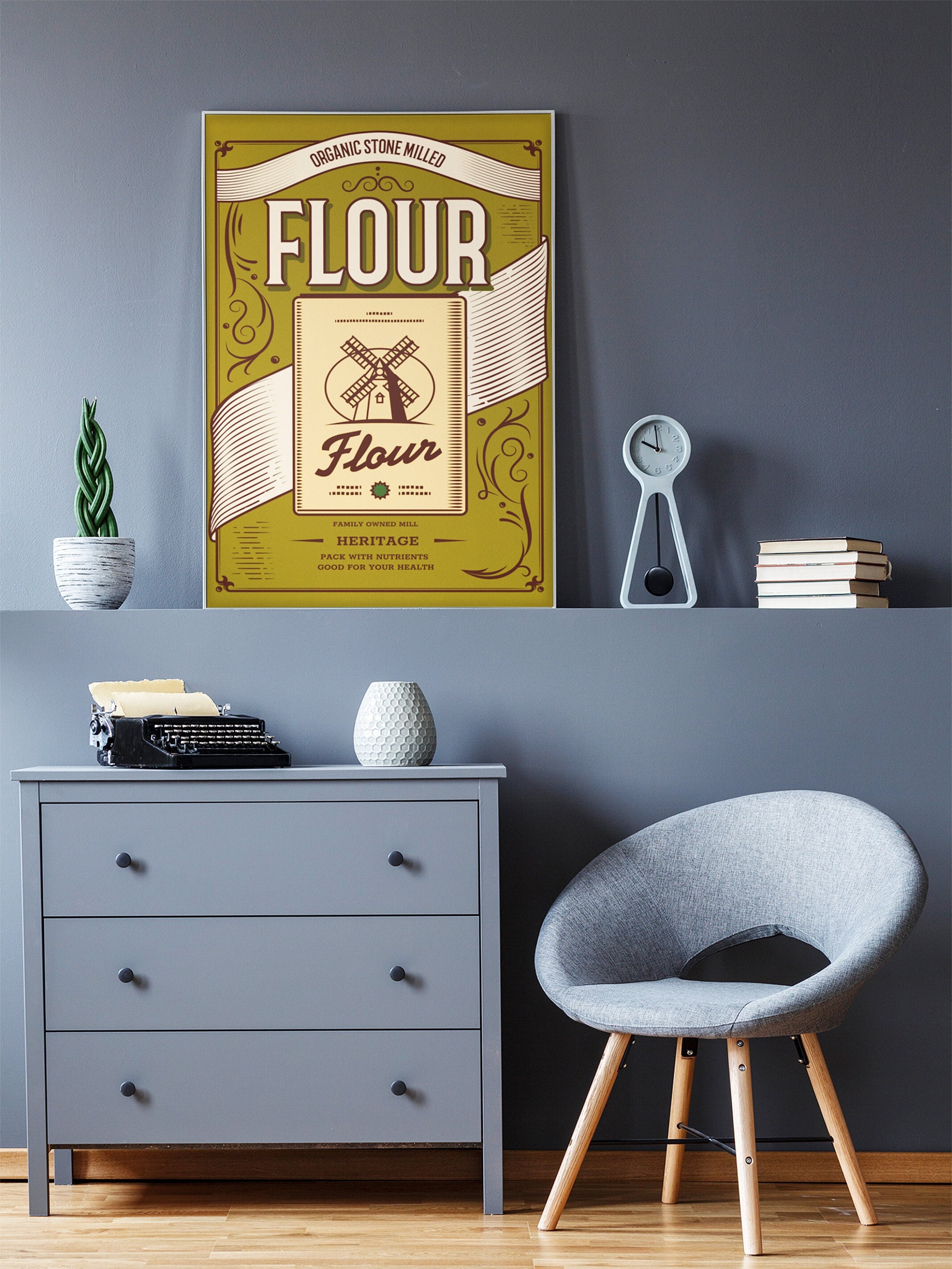 Vintage Flour Printable Art Poster, Digital Art Download, Vintage Food ...