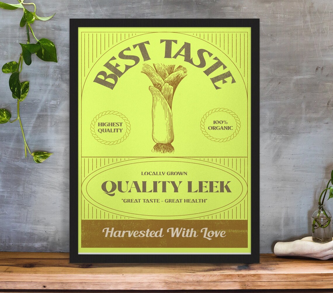 Vintage Leek Printable Art Poster, Digital Art Download, Vintage ...