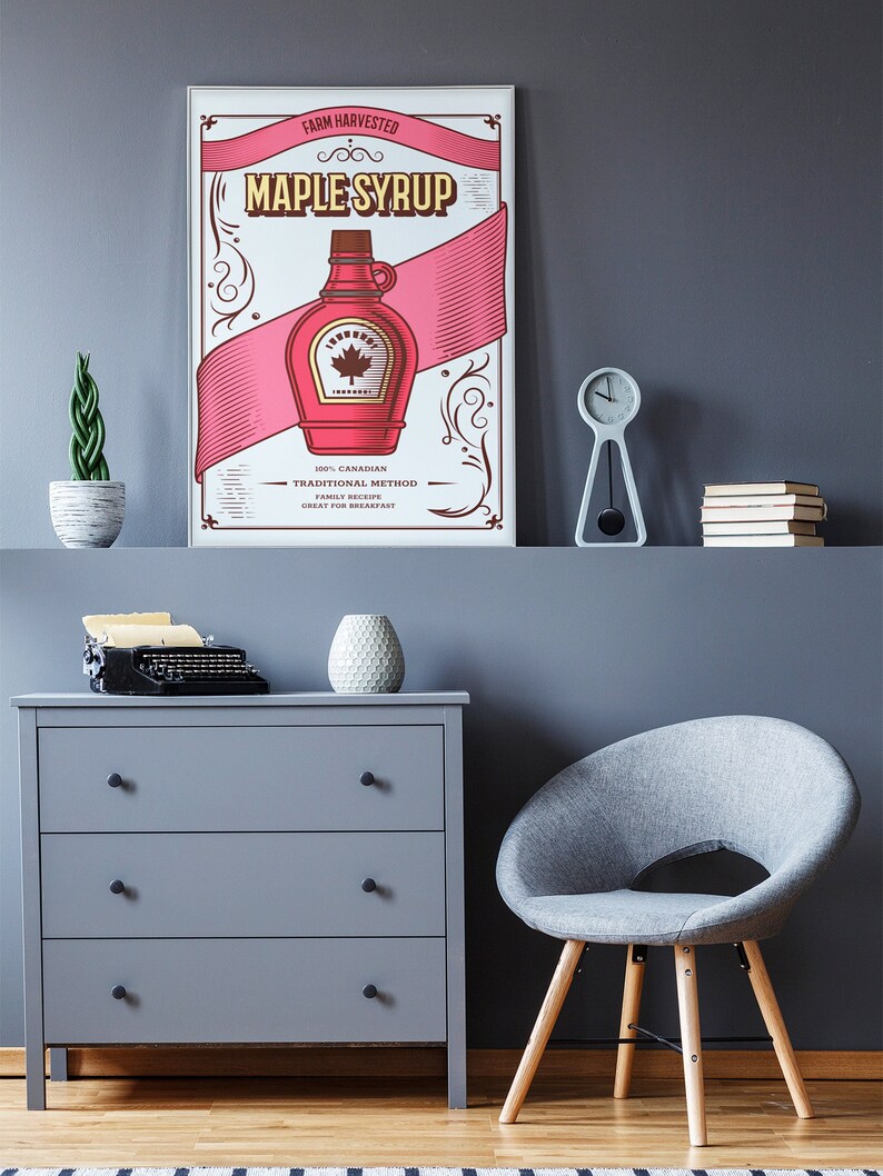 Vintage Maple Syrup Printable Art Poster, Digital Art Download, Vintage ...