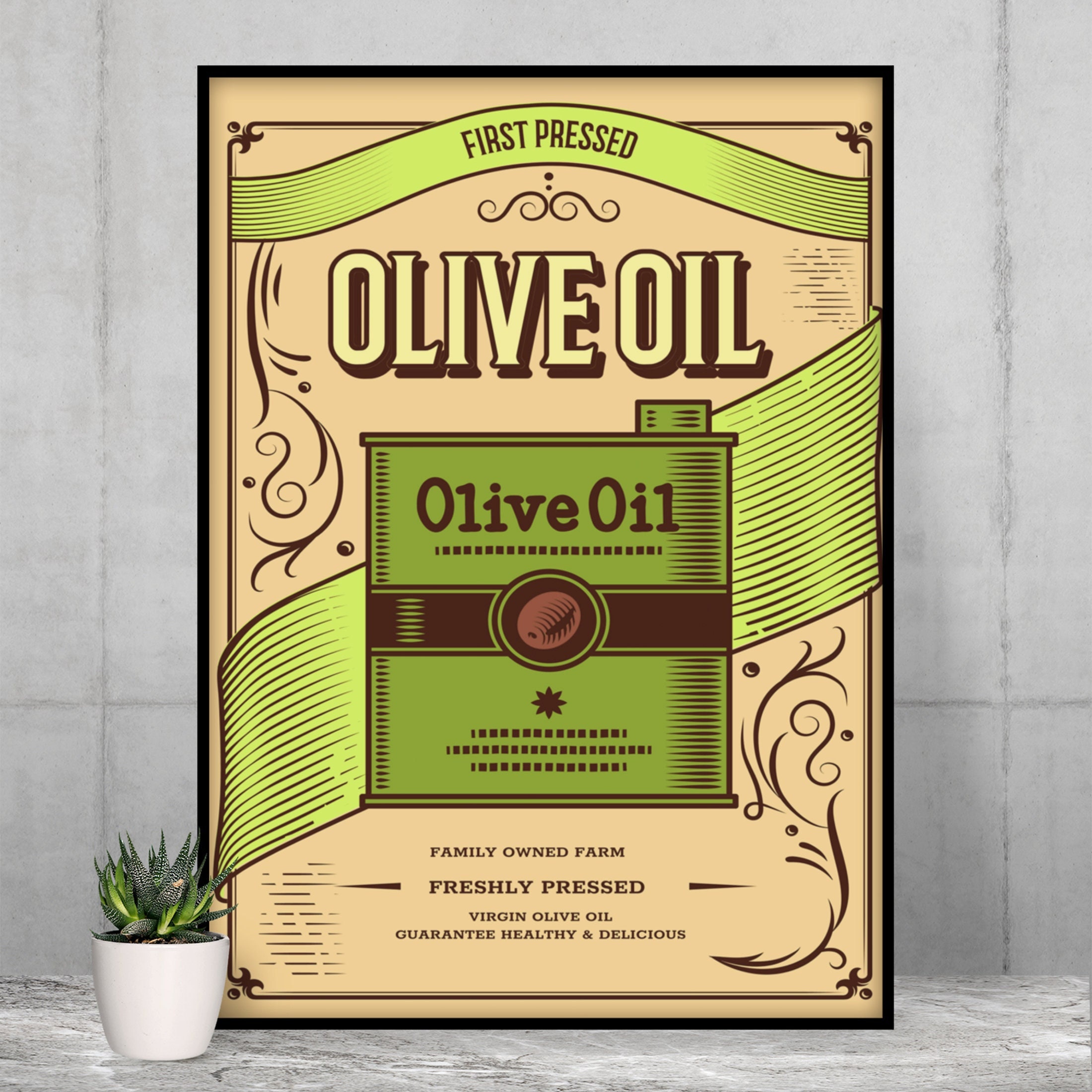 Vintage Olive Oil Printable Art Poster, Digital Art Download, Vintage ...