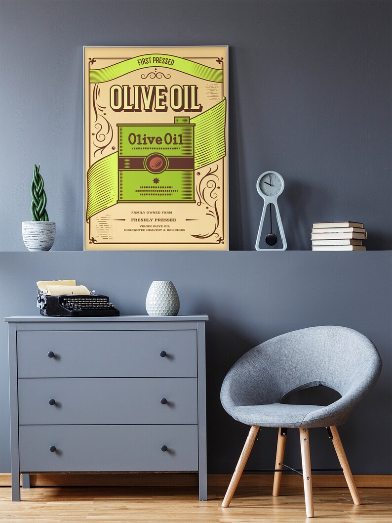 Vintage Olive Oil Printable Art Poster, Digital Art Download, Vintage ...