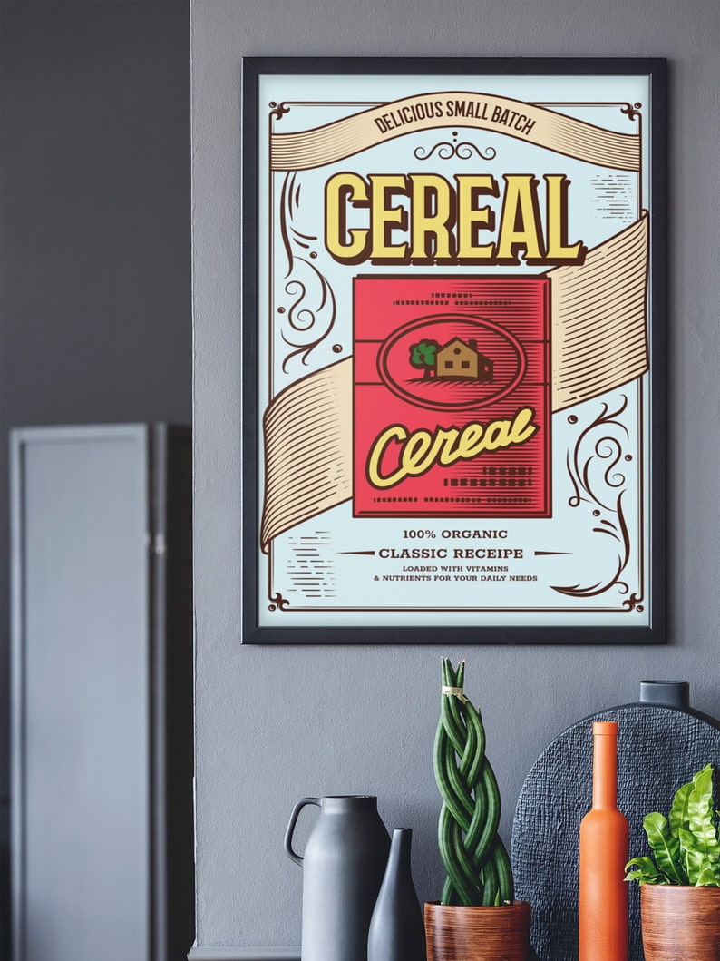 Vintage Cereal Printable Art Poster, Digital Art Download, Vintage Food ...