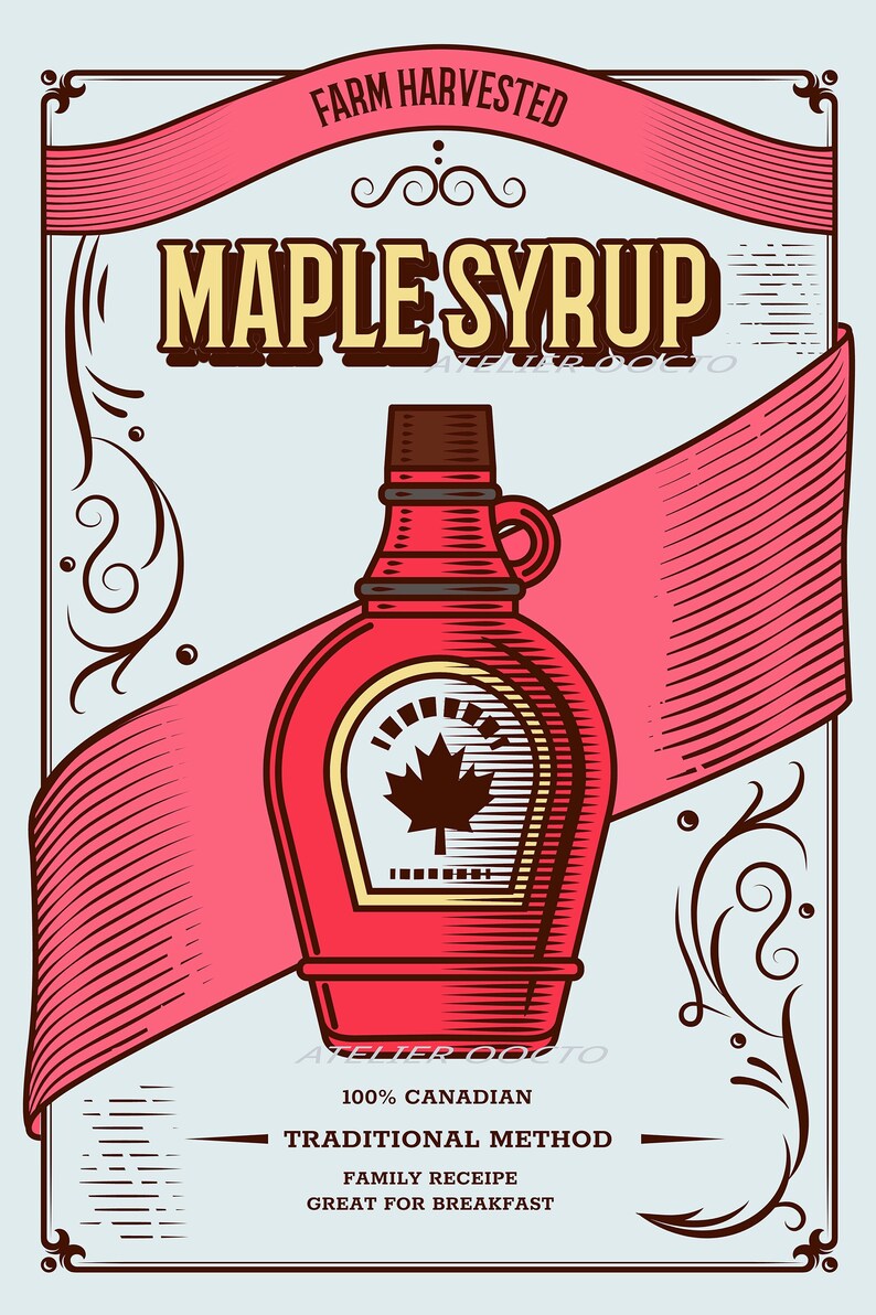 Vintage Maple Syrup Printable Art Poster, Digital Art Download, Vintage ...