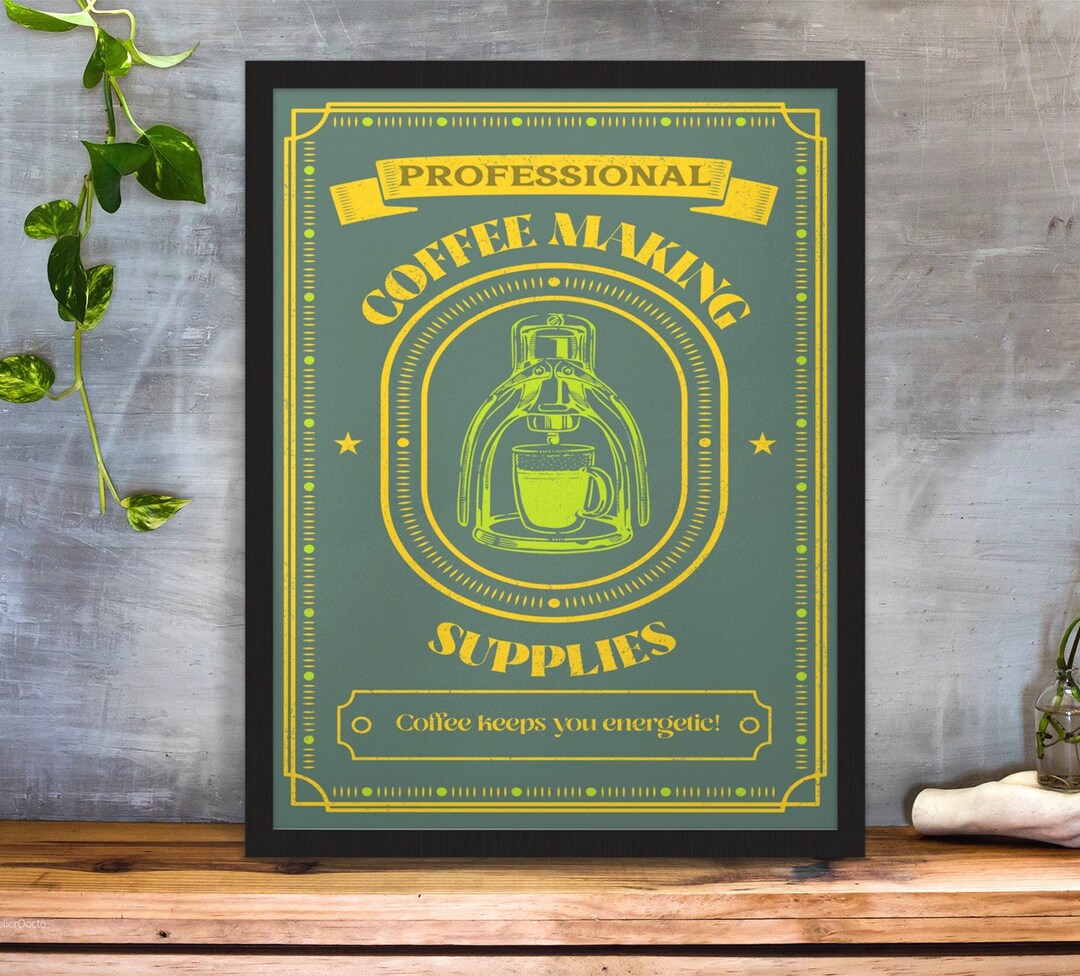 Vintage Espresso Coffee Machine Printable Art Poster, Digital Art ...