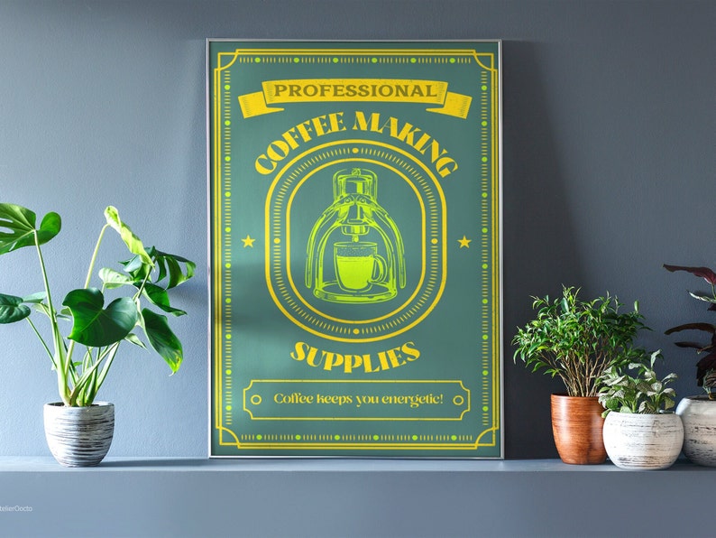 Vintage Espresso Coffee Machine Printable Art Poster, Digital Art ...
