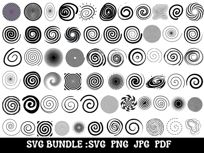 Spiral SVG Bundle, Hypnotic Spiral Svg, Spiral Clipart, Swirl Svg ...