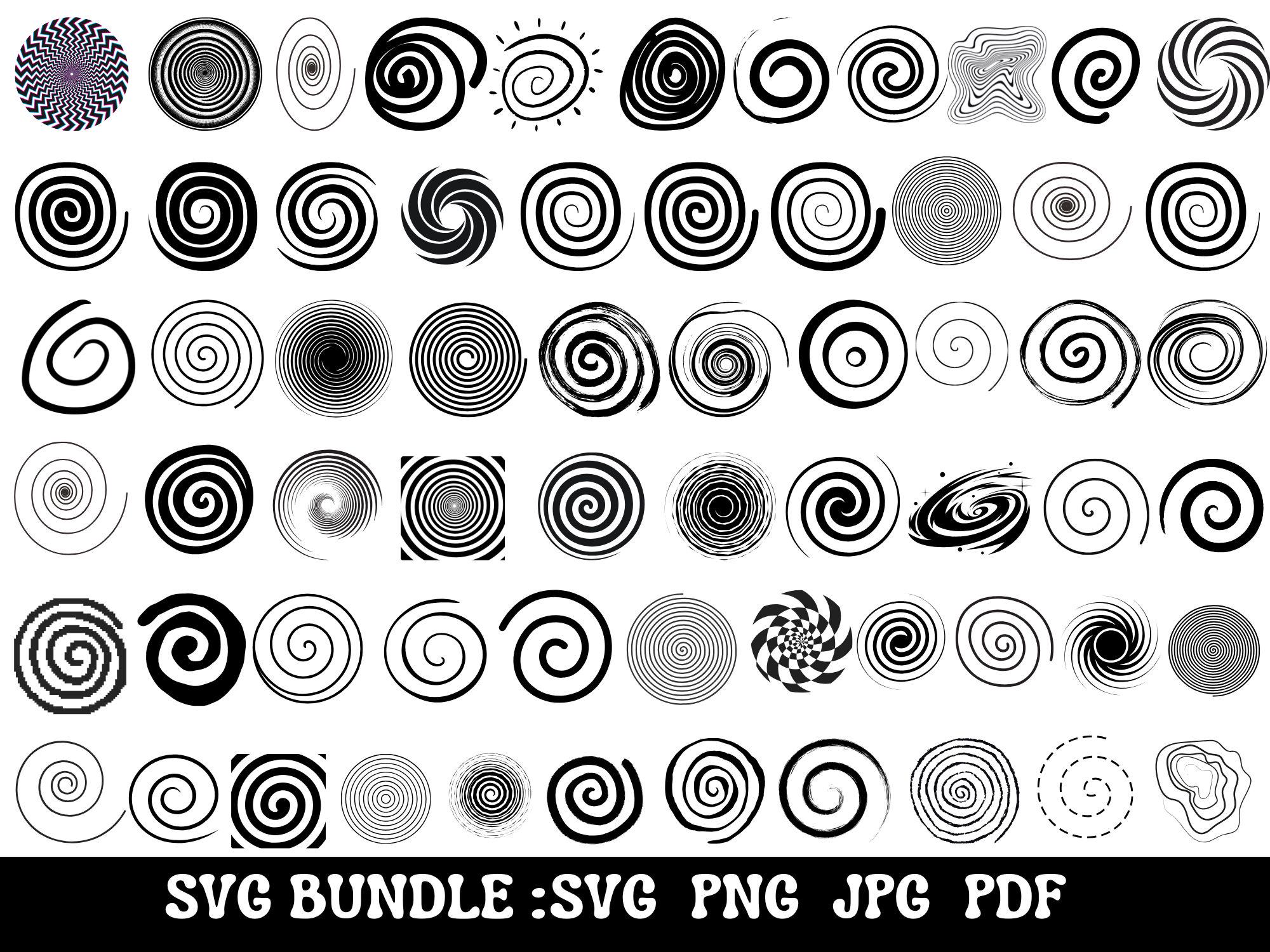 Spiral SVG Bundle, Hypnotic Spiral Svg, Spiral Clipart, Swirl Svg ...