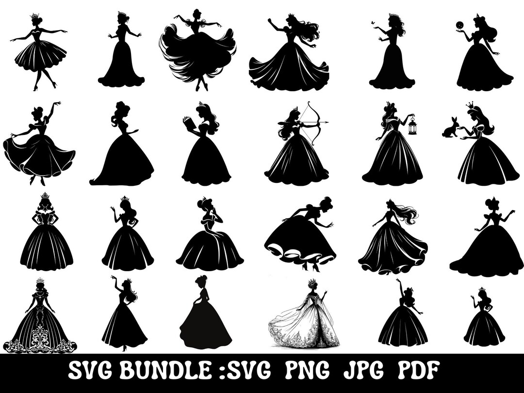 Princess Silhouette Svg Bundle, Princess Cut Files for Cricut, Princess ...