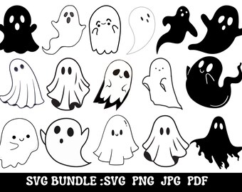 Ghost SVG Bundle Ghost PNG Bundle Ghost Clipart Ghost SVG Cut Files for ...