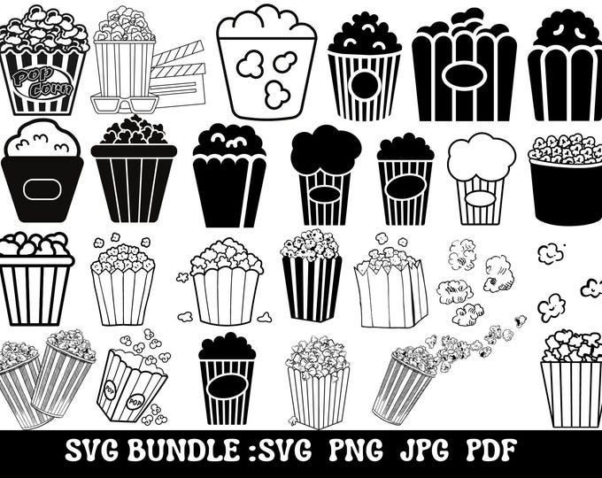 Popcorn SVG File, Popcorn DXF, Popcorn Png, Popcorn Svg, Popcorn Snacks ...