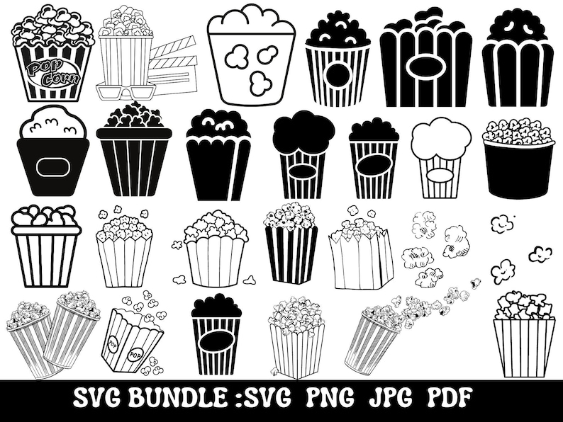 Popcorn Svg, Popcorn Png, Pop Corn Svg, Popcorn Cut File, Popcorn Clip ...