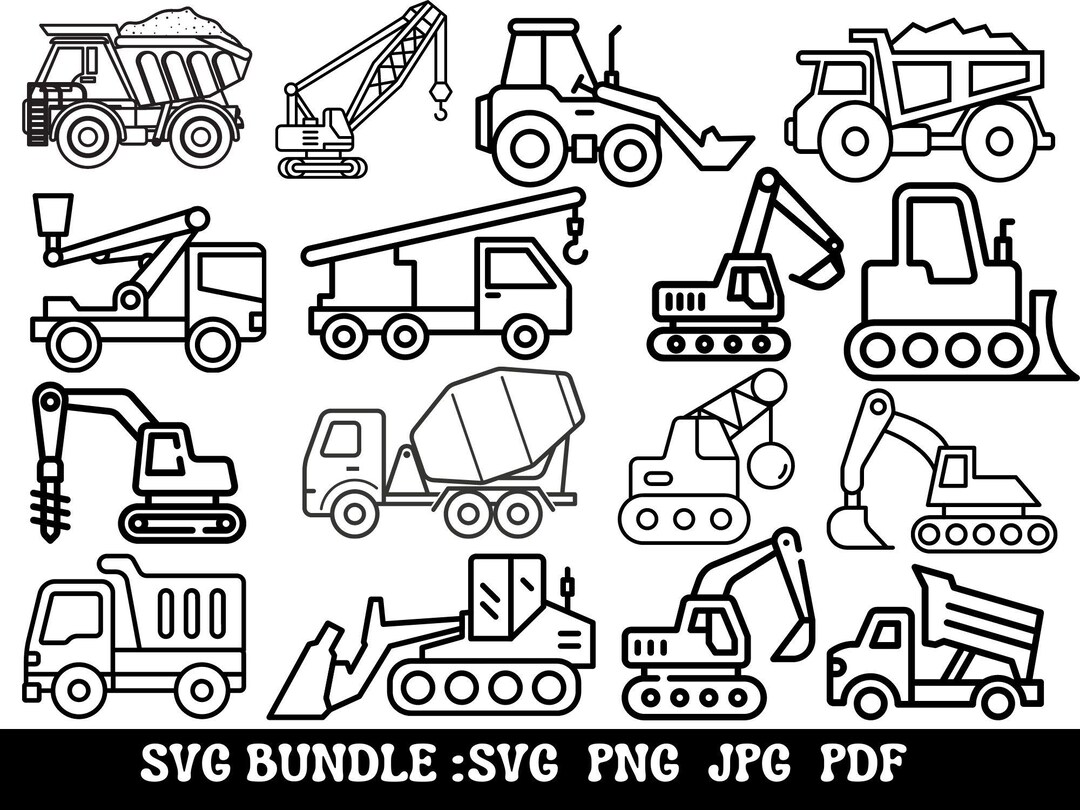 Construction Vehicle SVG Bundle. 16 Designs, Vector Files, Laser Cut ...