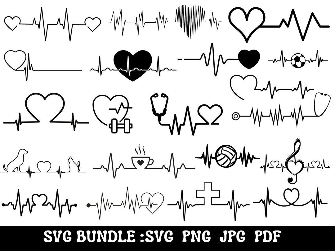 Heartbeat SVG, Heart SVG, for Cricut, for Silhouette, Cut File, Vector ...