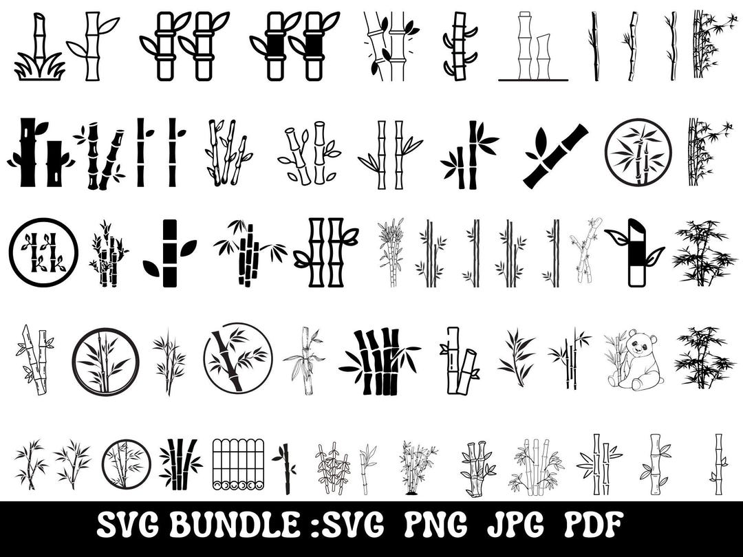 Bamboo Bundle Svg, Bamboo Clipart, Bamboo Cut Files for Cricut, Bamboo ...