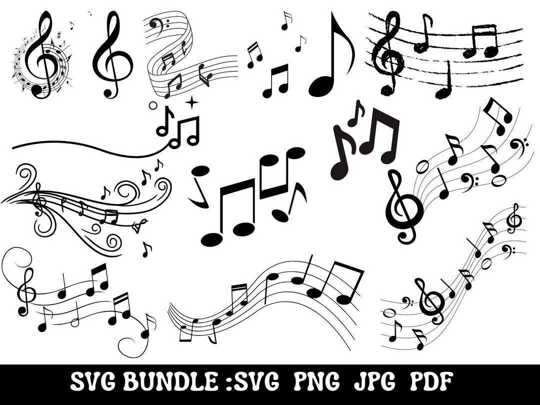 Music Notes Svg Bundle, Guitar Note Svg, Music Lover, Marching Band Svg ...