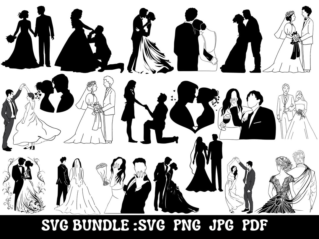 Bride and Groom SVG, Wedding Couple, Wedding SVG, Engagement Svg ...
