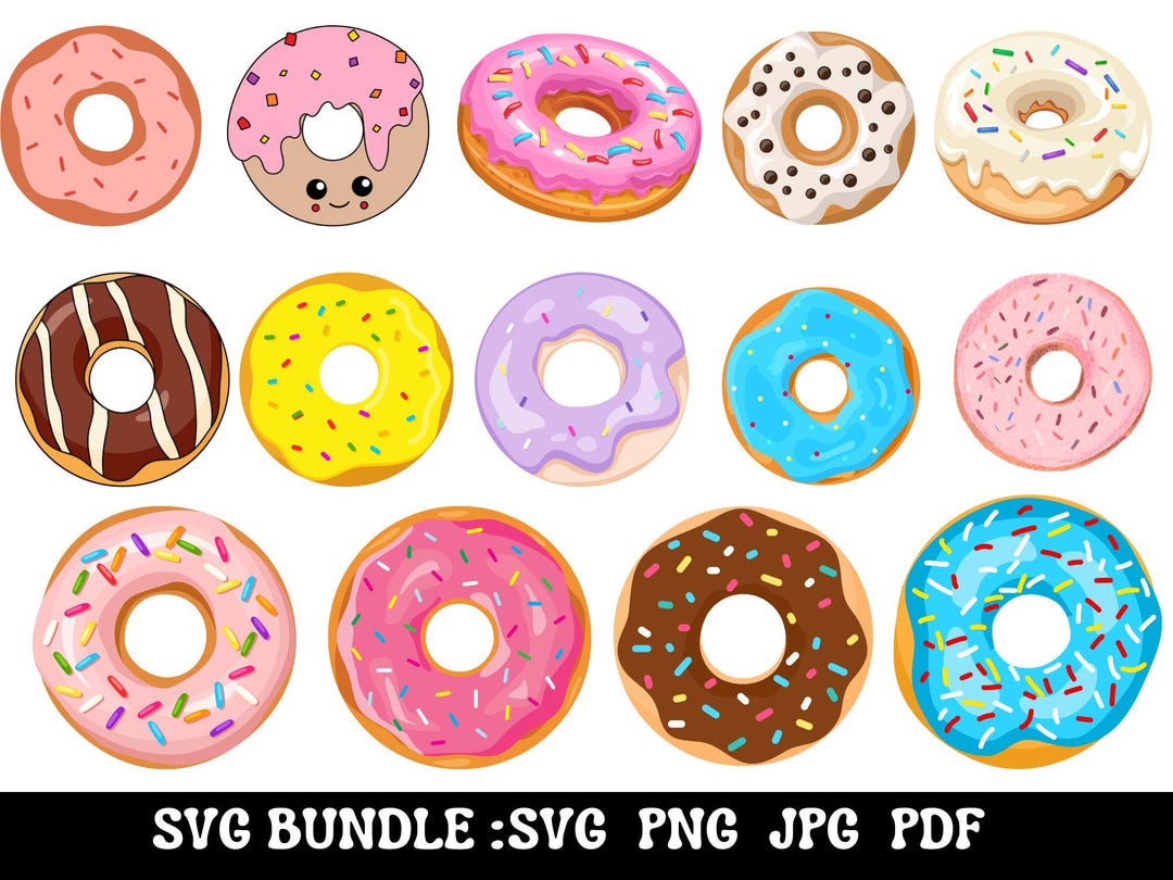 Donuts Watercolor Clipart Bundle PNG Sweet Doughnut Images, Tasty ...