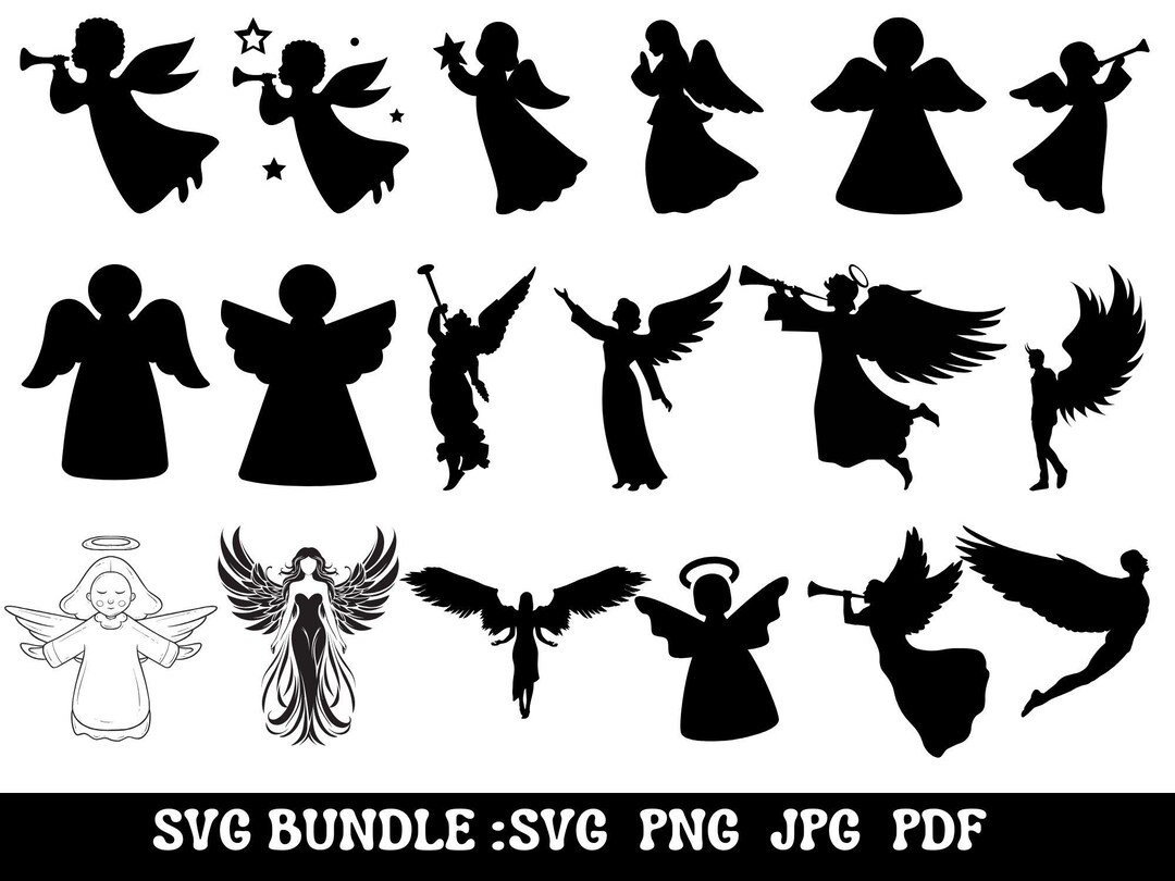 Angels Bundle Svg, Christmas Angels Svg, Angels Clipart, Christmas ...