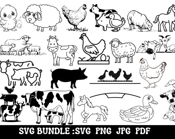 Imágenes prediseñadas de animales de granja, vida de granja dxf, cerdo ...