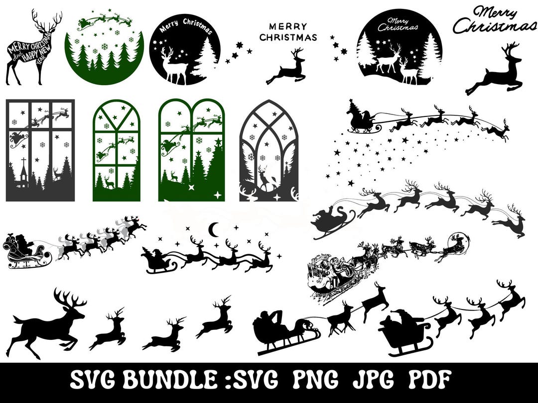 Christmas Deer SVG Bundle, Moose SVG, Reindeer SVG, Files for Cricut ...
