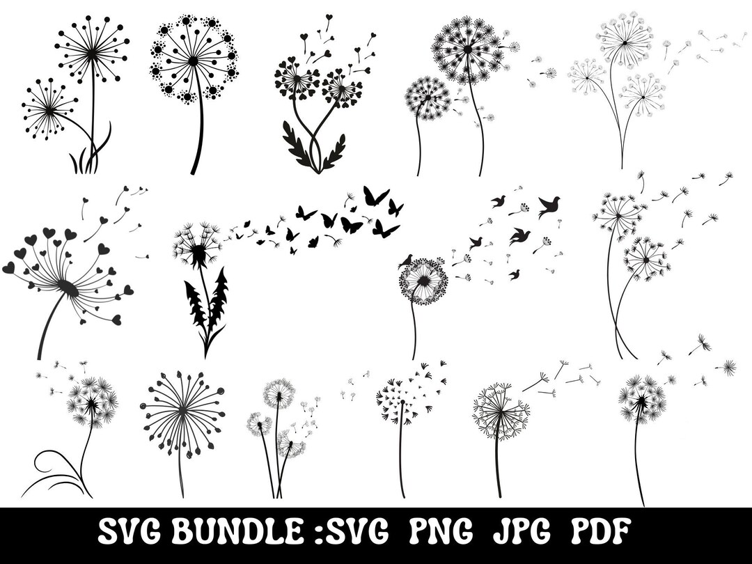 Dandelion Svg Bundle, Dandelion Svg, Cut Files for Cricut, Silhouette ...