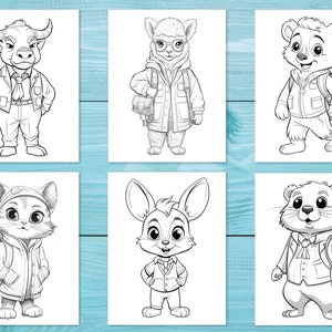 Cute Animal in Clothes Coloring Book, 30 Printable Pages for Kids and ...