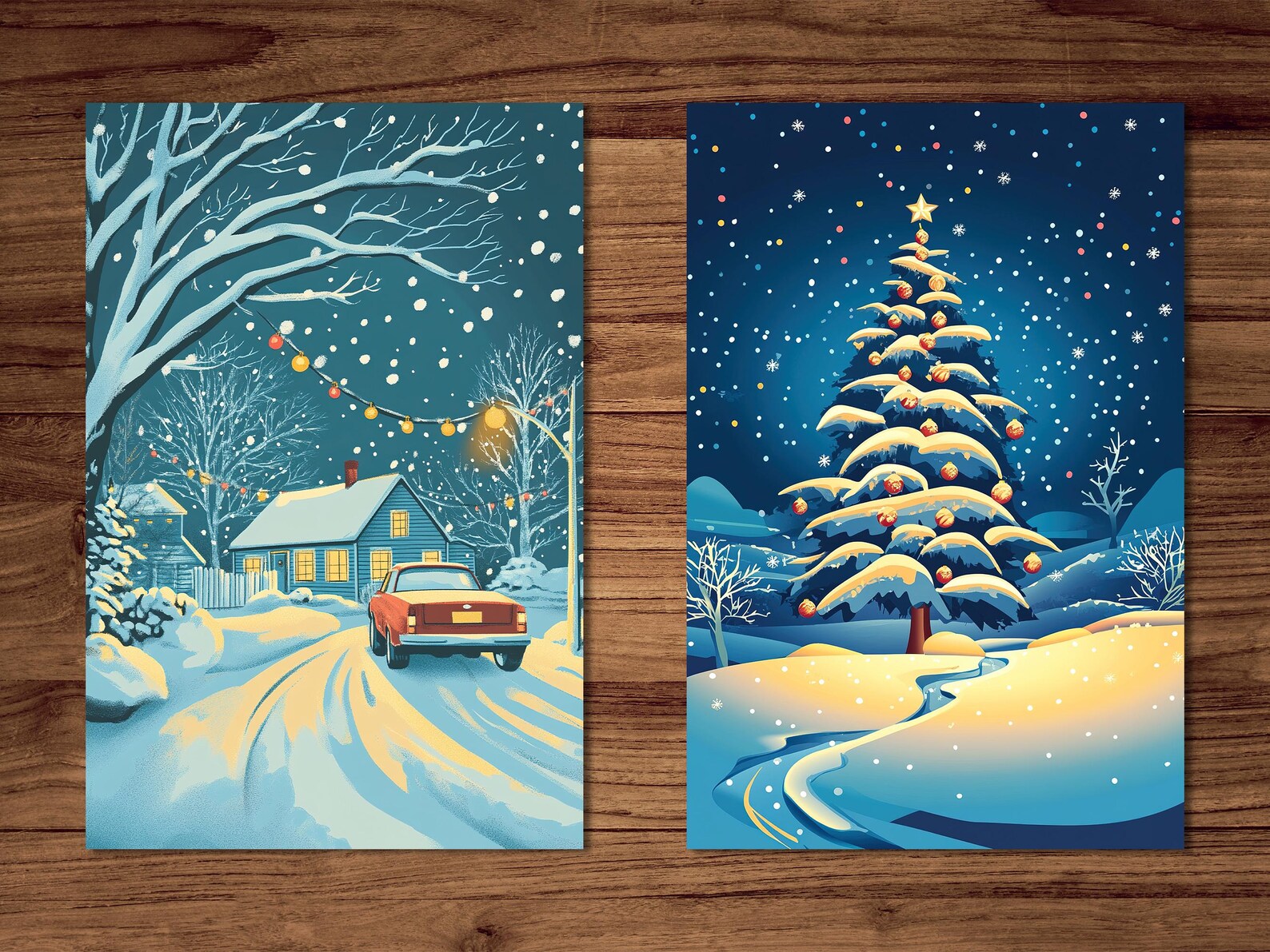 Festive Christmas Postcards | Printable Holiday Card Set | Modern ...