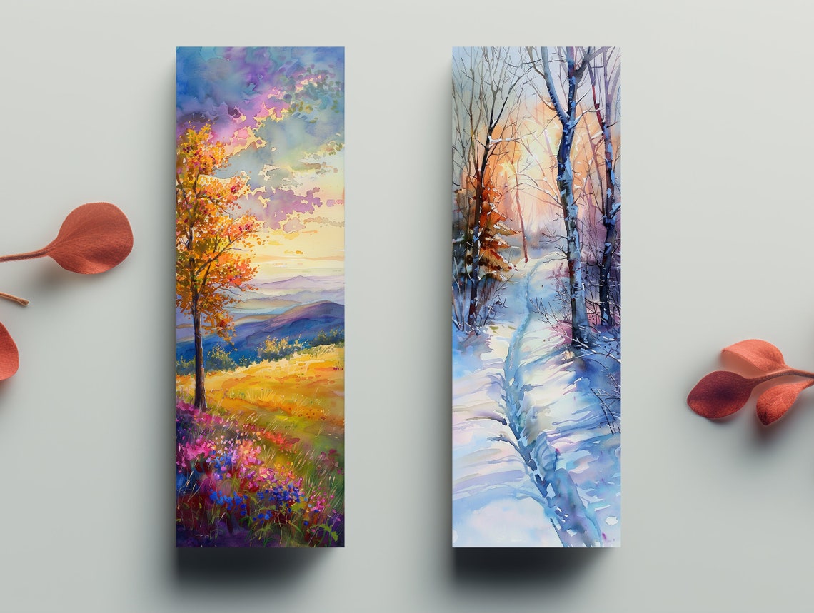 Landscapes Watercolor Bookmarks 15 Printable Nature Bookmarks Digital ...