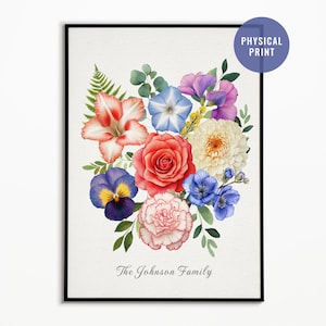 Family Birth Flower Poster | Custom Birth Month Bouquet | Personalized ...