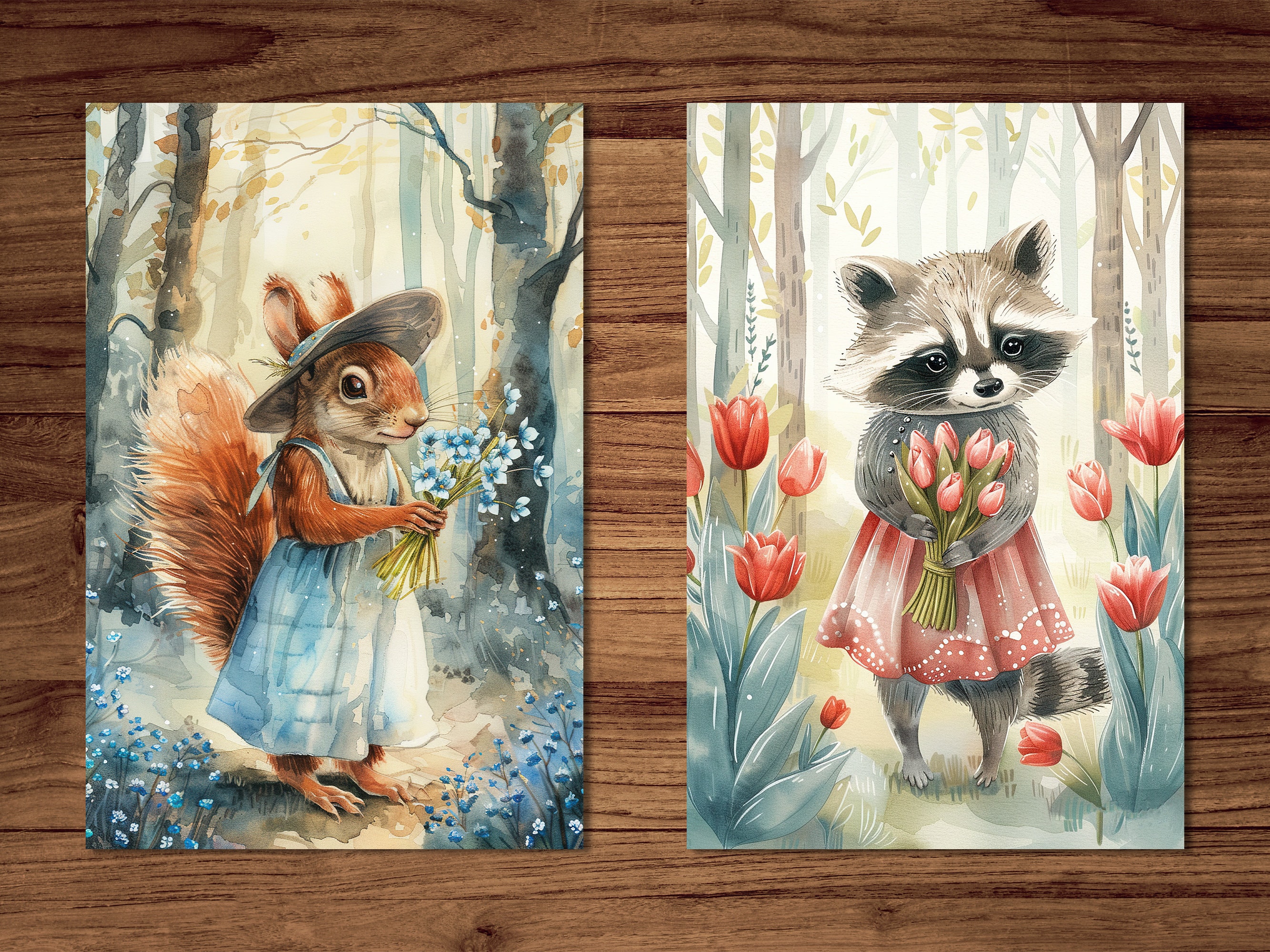 Woodland Animals Postcards, 6 Printable Fairy Postcards Digital ...