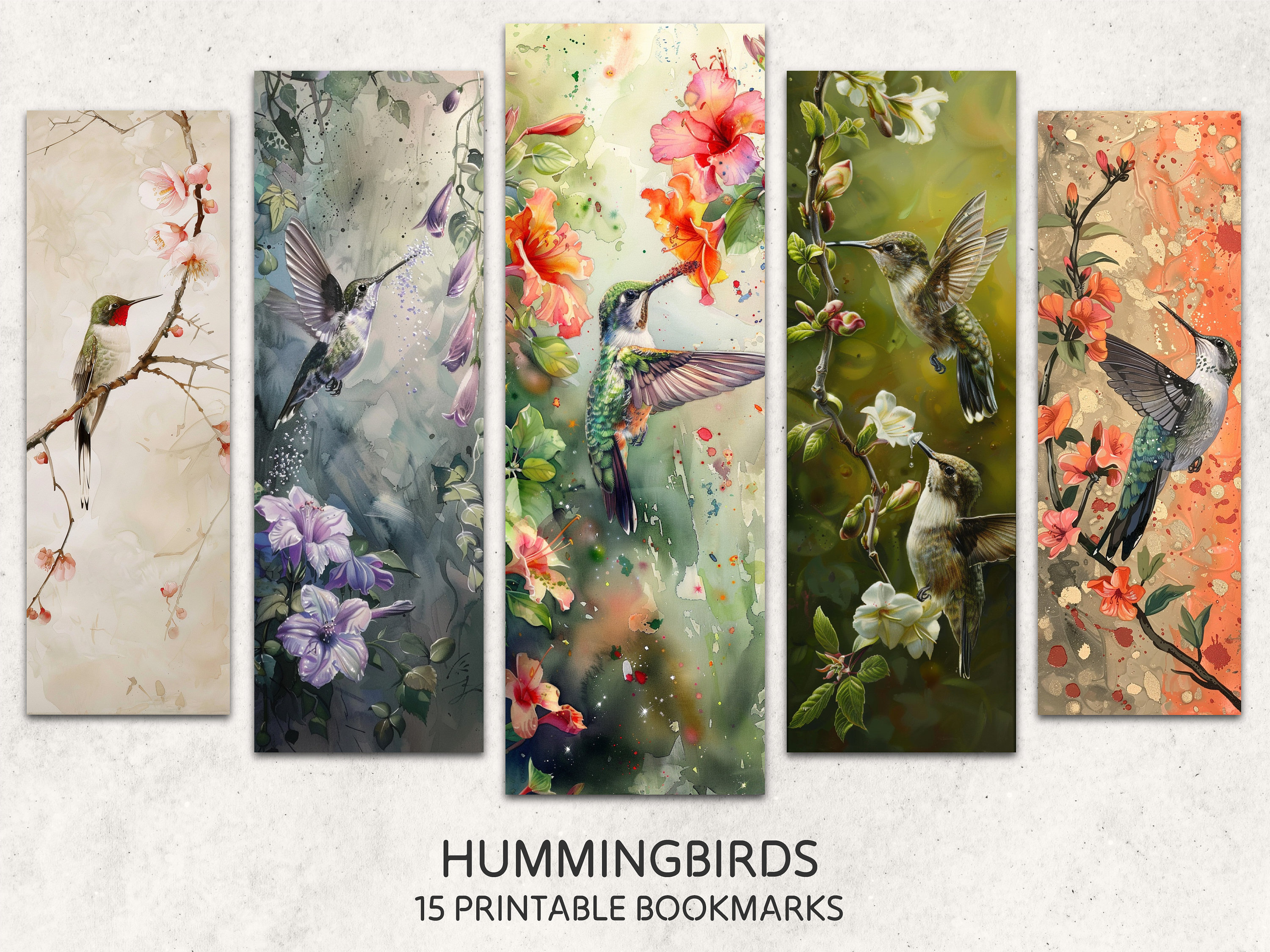 Hummingbirds Bookmarks 15 Printable Beautiful Bookmarks Digital ...