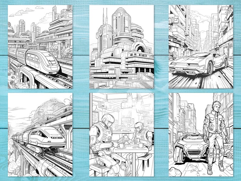 Cyberpunk Coloring Book, 31 Printable Fantastic Pages for Adults and ...