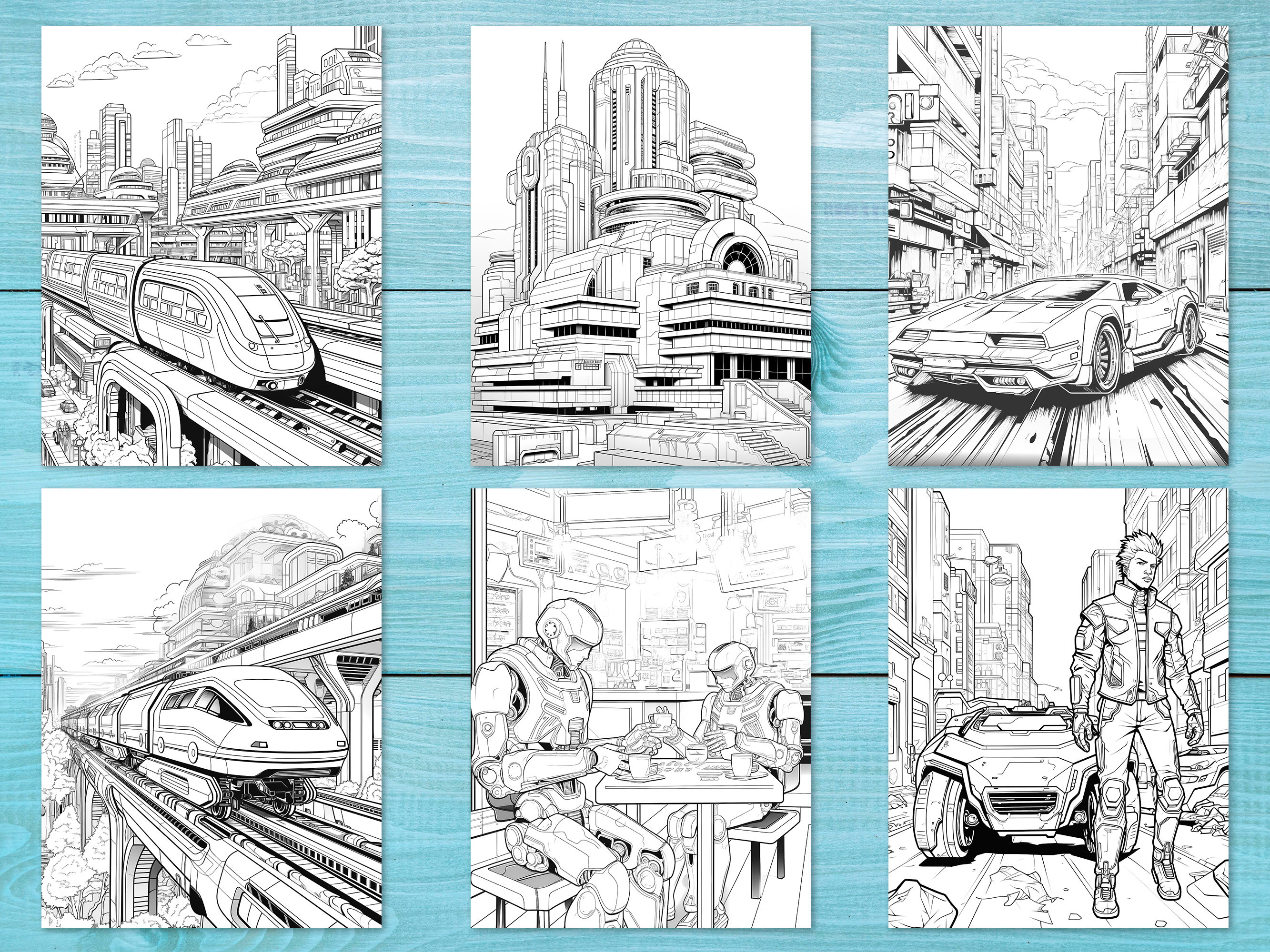 Cyberpunk Coloring Book, 31 Printable Fantastic Pages for Adults and ...