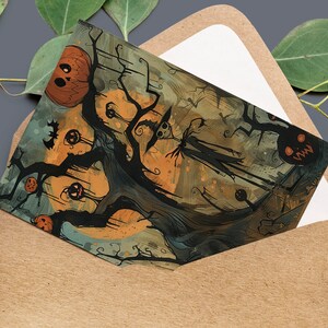 Spooky Halloween Postcard, 6 Printable Unique Cards Digital Download ...