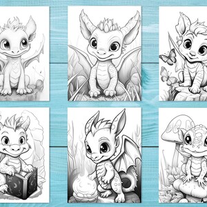 Baby Dragon Fantasy Coloring Book, 33 Printable PDF Pages for Kids ...