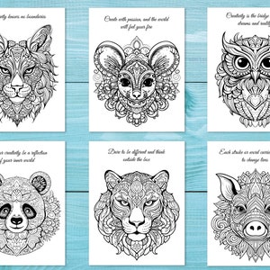 Animal Mandala Coloring Book, 30 Inspiring Printable Pages for Adults ...