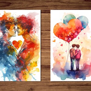 Gay Couples Postcards, 6 Printable LGBT Postcard Digital Download ...
