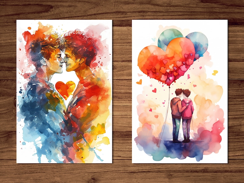 Gay Couples Postcards, 6 Printable LGBT Postcard Digital Download ...