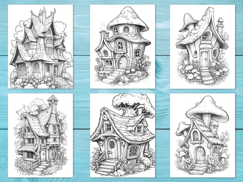 Flower Houses Coloring Book, 31 Printable Blooming Homes Coloring Pages ...