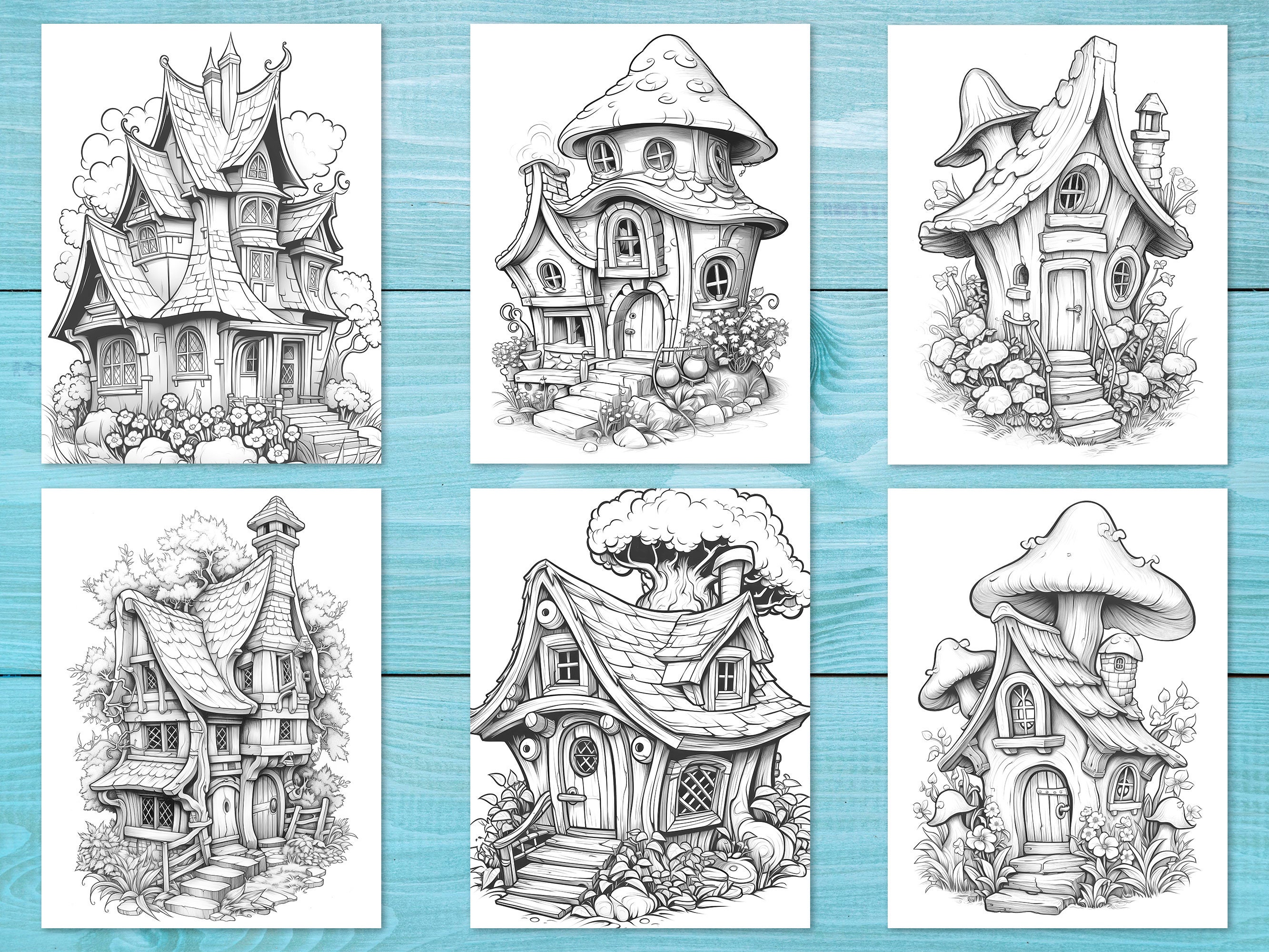Flower Houses Coloring Book 31 Printable Blooming Homes - Etsy