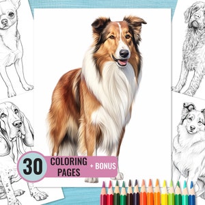 Dogs Coloring Book, 30 Printable Dog Breeds Coloring Pages for Kids and ...