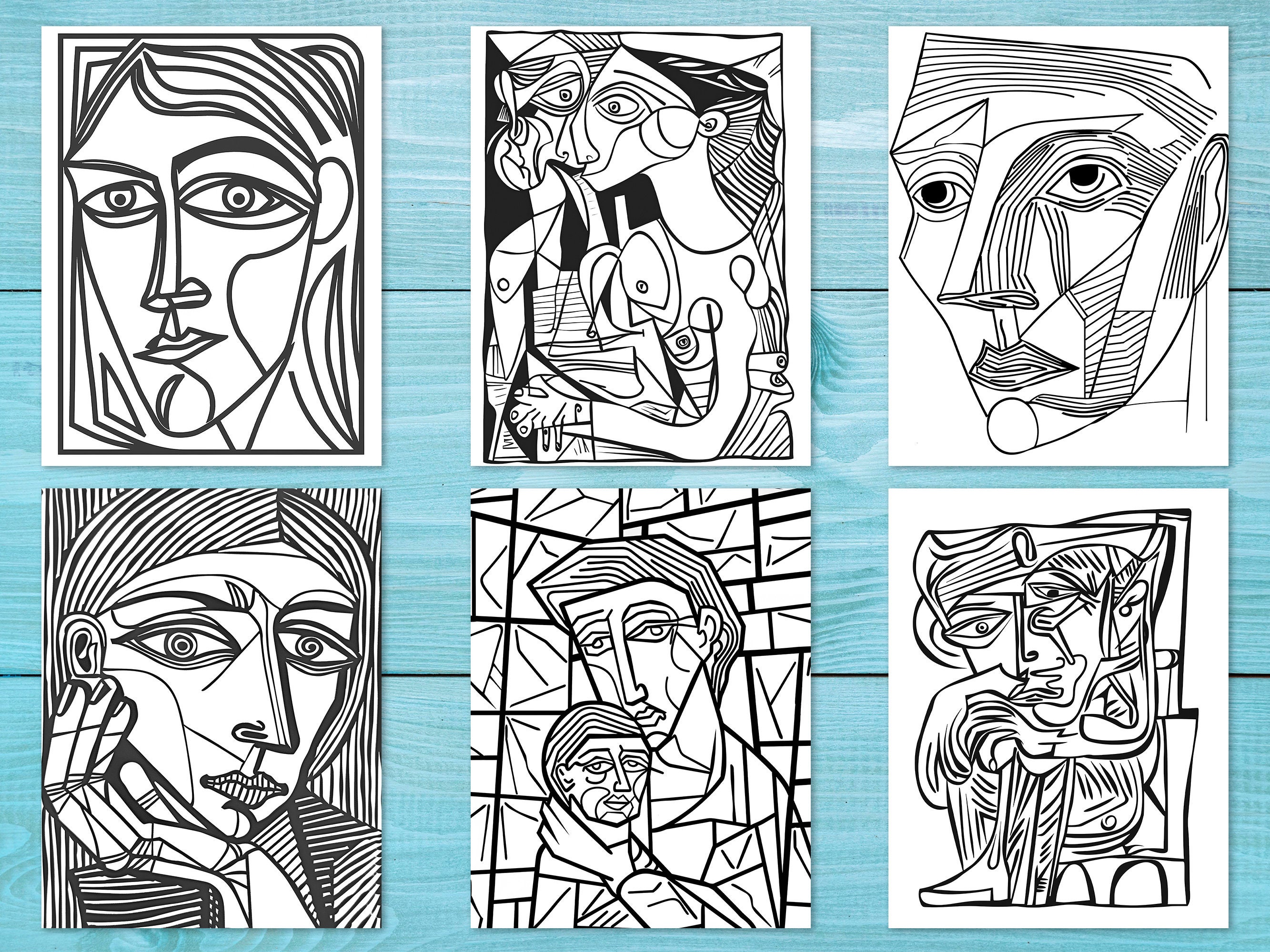 Cubism Art Coloring Book, 32 Printable Painting Coloring Pages for ...