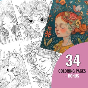 Fairy Coloring Book, 32 Printable Magic Pages for Kids and Adults ...