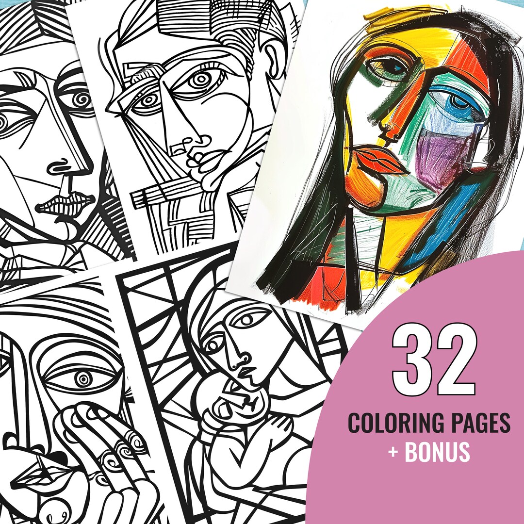 Cubism Art Coloring Book, 32 Printable Painting Coloring Pages for ...