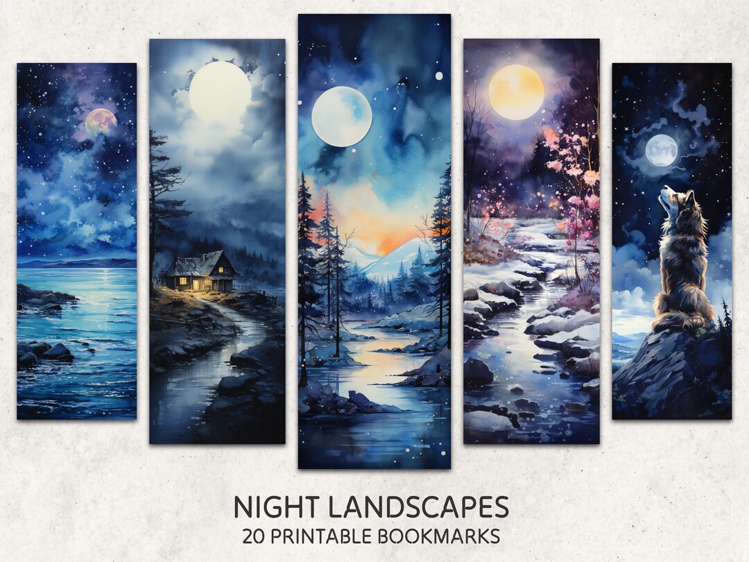 Night Landscapes Bookmarks 20 Printable Bookmarks Digital Download ...
