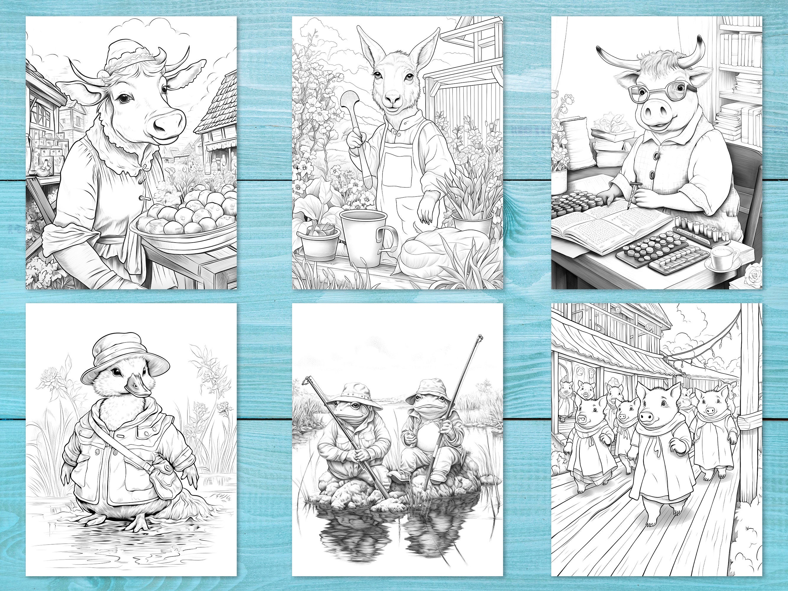 Farm Animals Coloring Book 31 Printable Pages for Adults and - Etsy